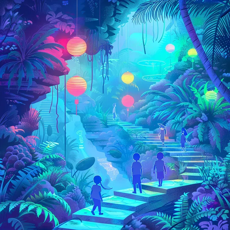 Vaporwave Jungle Indigo Wave Prism Art Midjourney Prompt | PromptBase
