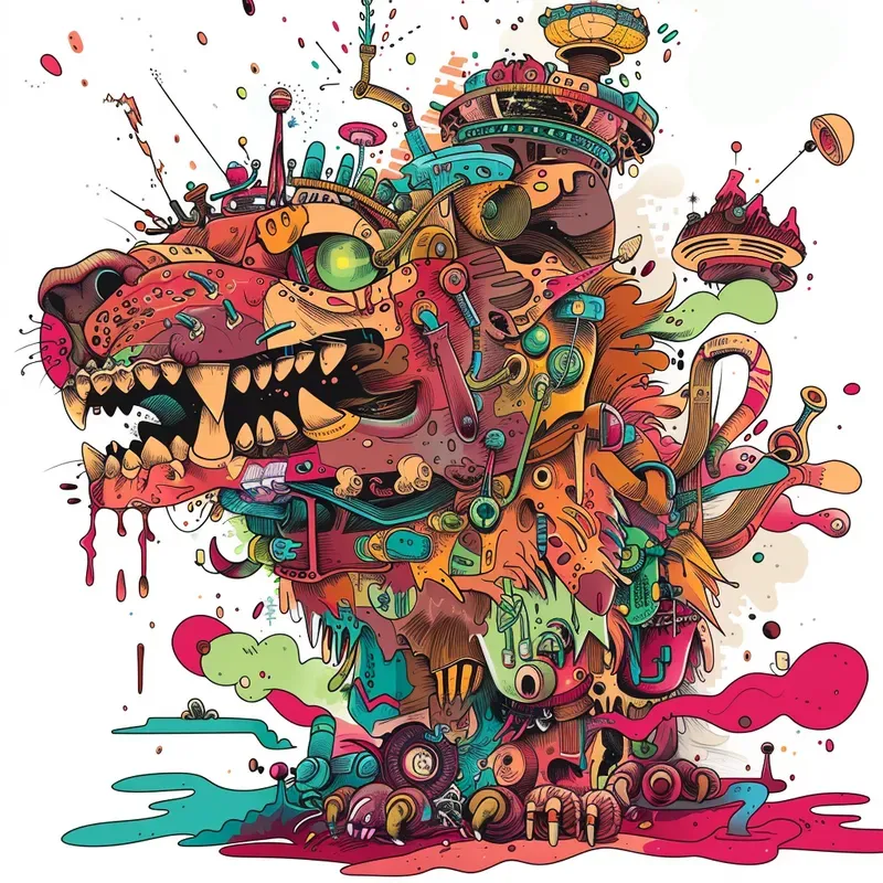 Doodle Punk Wonderland Book Cover Art Midjourney Prompt | PromptBase