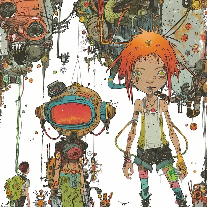 Doodle Punk Wonderland Book Cover Art Midjourney Prompt | PromptBase