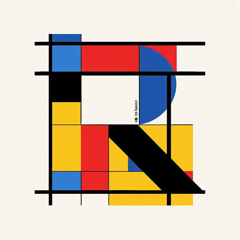 Mondrian Type Fusion Letters Midjourney Prompt | PromptBase