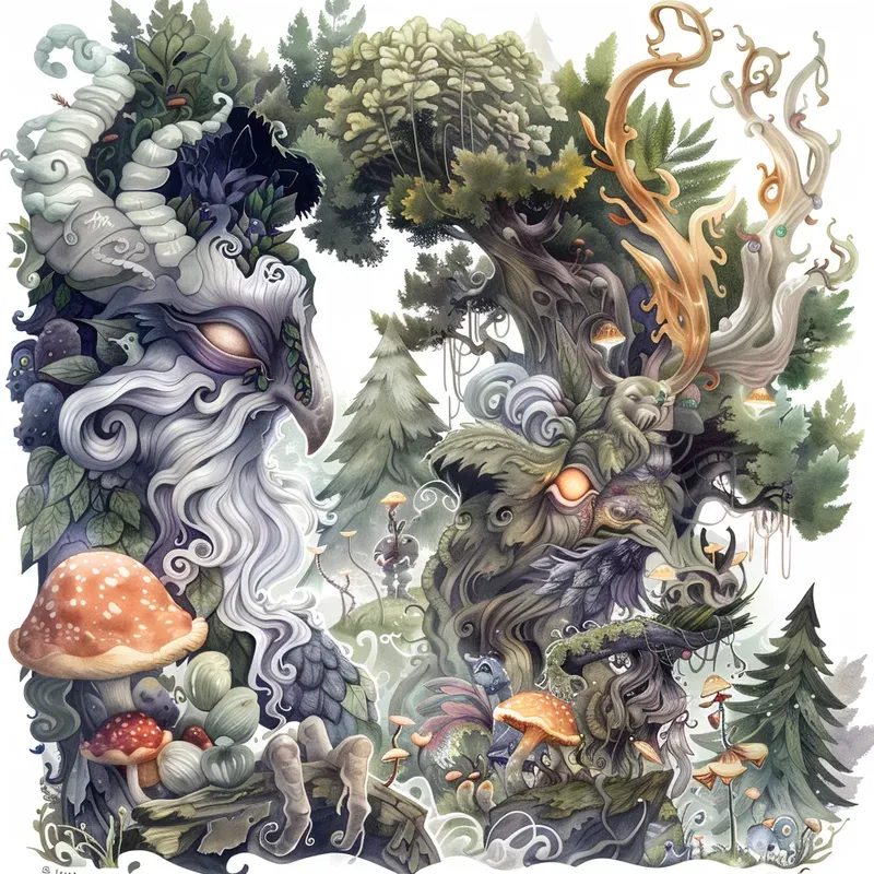 Mythical Forest Creatures Sketch Art Midjourney Prompt | PromptBase