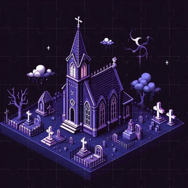Isometric Spooky Pixel Art Buildings DALL·E Prompt | PromptBase