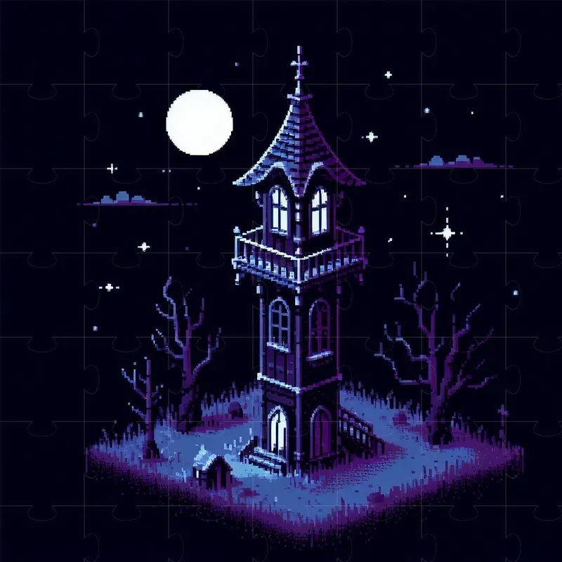 Isometric Spooky Pixel Art Buildings DALL·E Prompt | PromptBase