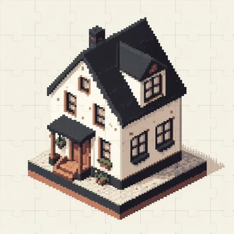 Pixel Art House Isometric And Front View DALL·E Prompt | PromptBase