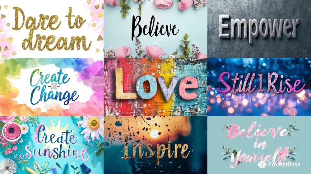 Inspirational Word Art Midjourney Prompt | PromptBase