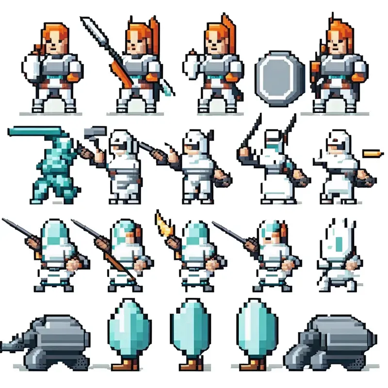 Pixel Art Sprite Sheets Midjourney Prompt | PromptBase