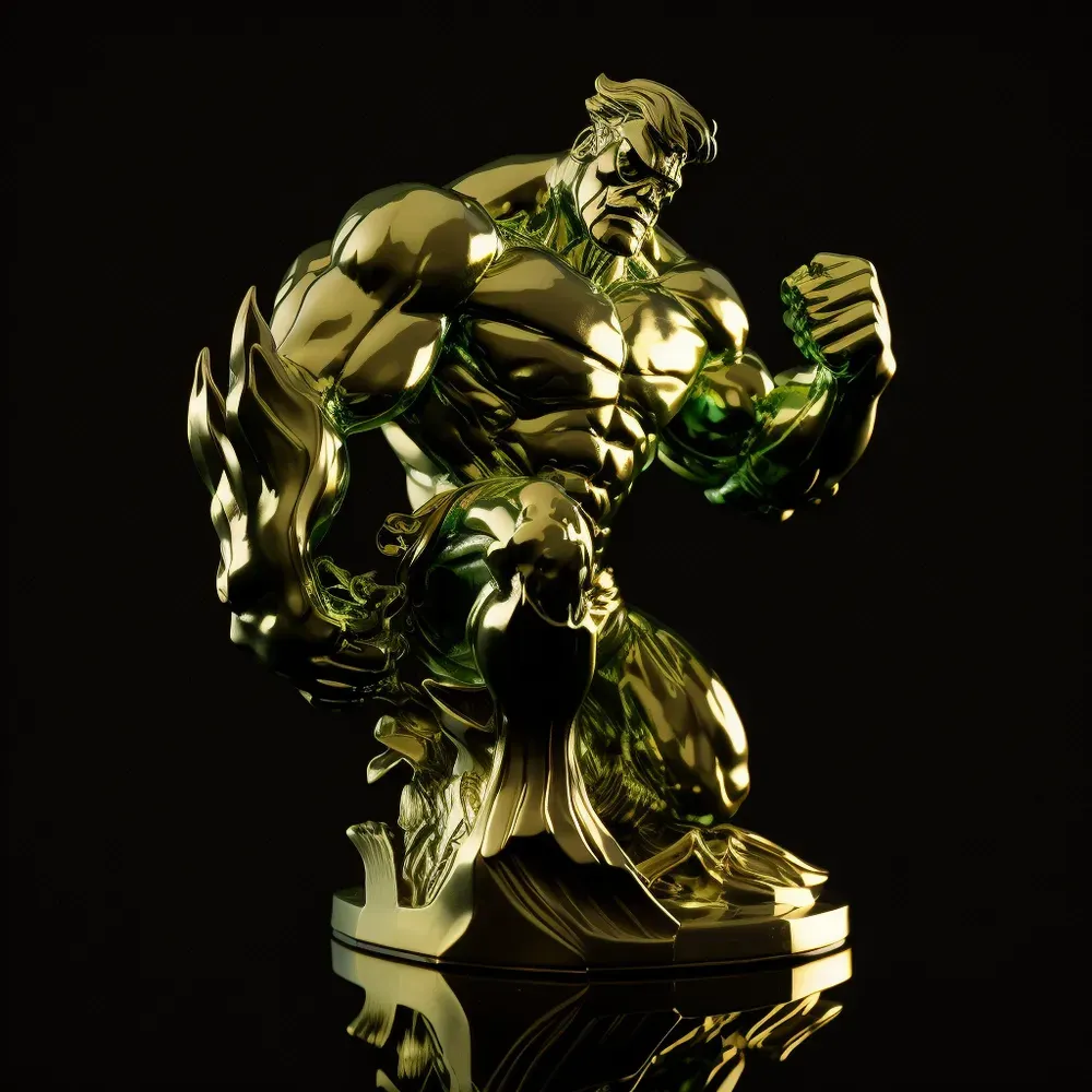 Gold Superhero Figurines Midjourney Prompt | PromptBase