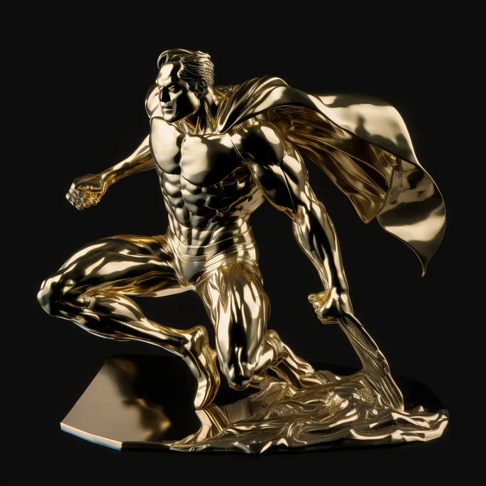Gold Superhero Figurines Midjourney Prompt | PromptBase