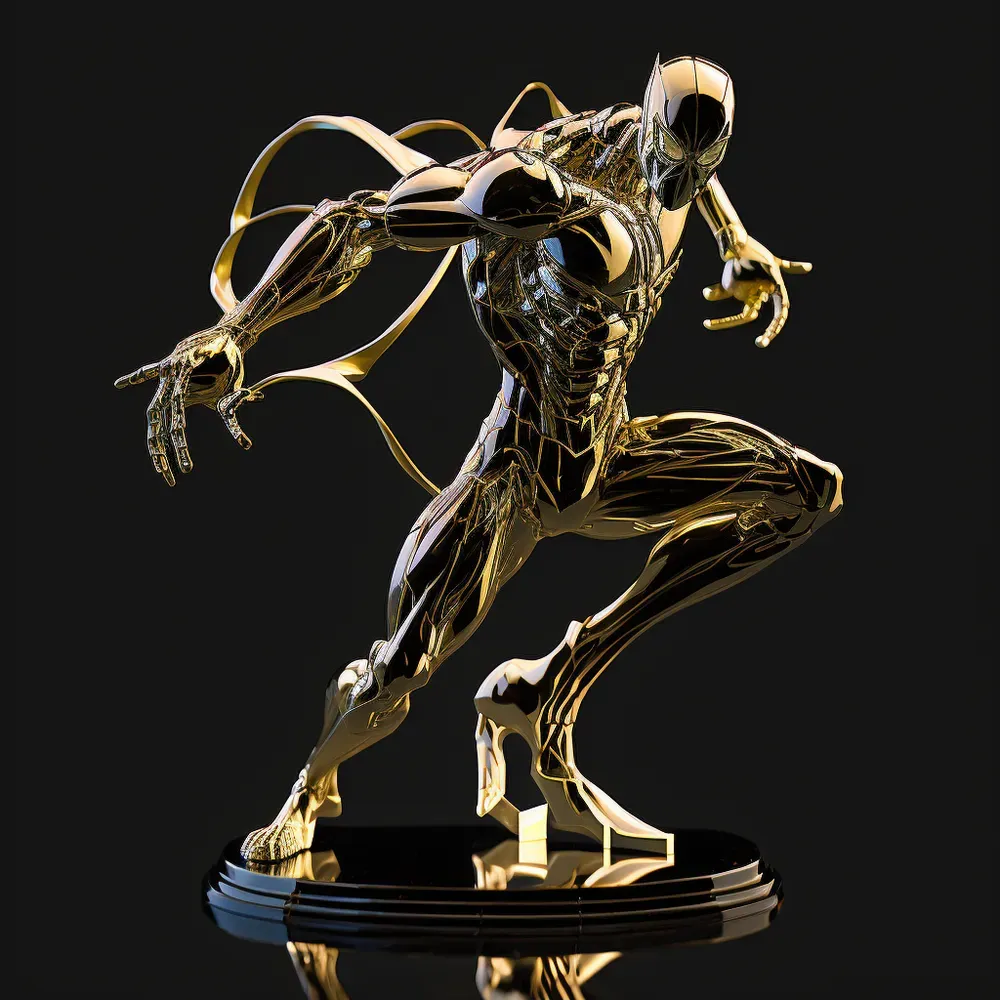 Gold Superhero Figurines Midjourney Prompt | PromptBase