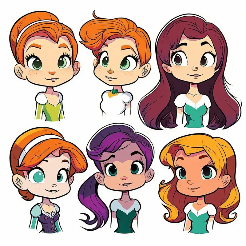 Disney Style Characters Clipart - Cartoons Midjourney Prompt | PromptBase