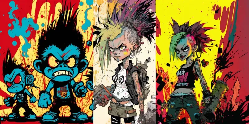 Punk Comic Book Action Art With Paint Splatter Midjourney Prompt ...