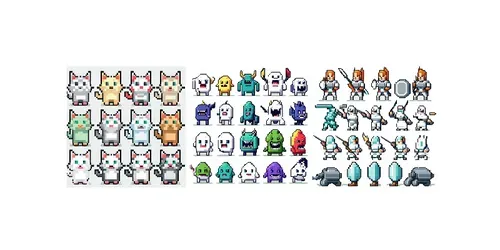 Pixel Art Monster Character Sheets Midjourney Prompt | PromptBase