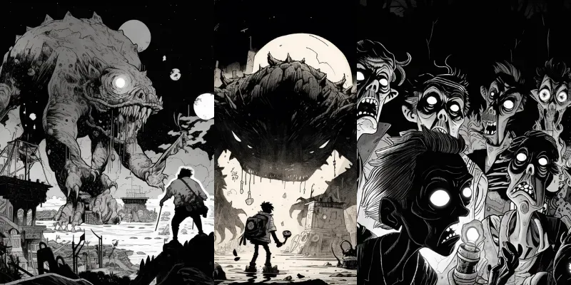 Ink Drenched Nightmare Noir Comics Midjourney Prompt | PromptBase