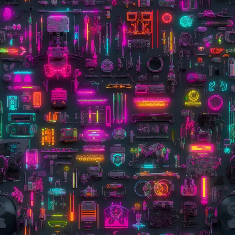 Cyberpunk Machine Seamless Patterns Midjourney Prompt | PromptBase