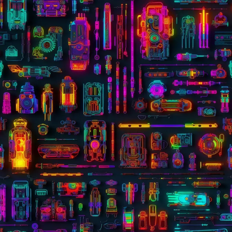Cyberpunk Machine Seamless Patterns Midjourney Prompt | PromptBase