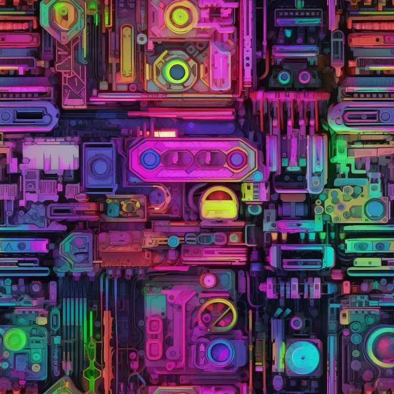 Cyberpunk Machine Seamless Patterns Midjourney Prompt | PromptBase
