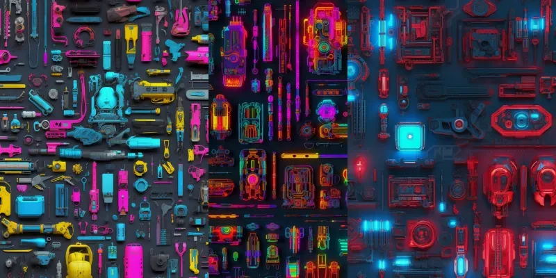 Cyberpunk Machine Seamless Patterns Midjourney Prompt | PromptBase