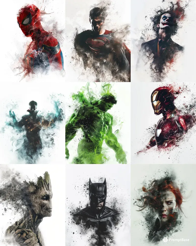 Cosmic Disintegration Hero Portraits Midjourney Prompt | PromptBase