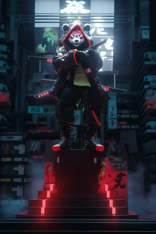 Customizable Neon Cyberpunk Ninjas Midjourney Prompt | PromptBase