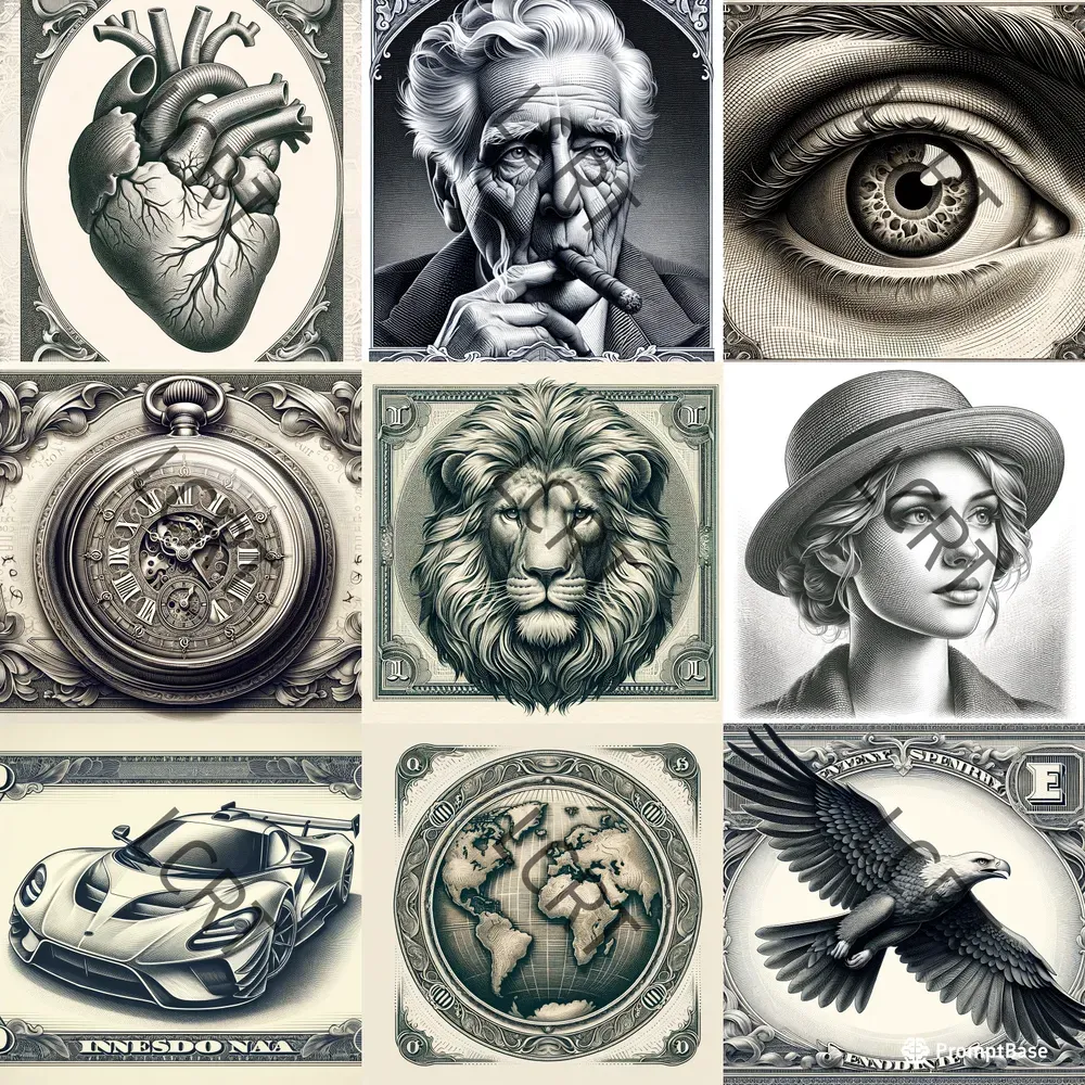 Elegant Money Art Style DALL·E Prompt | PromptBase