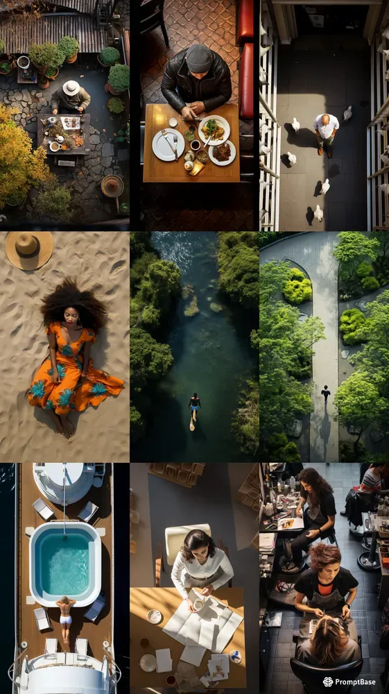 High Angle Shots Midjourney Prompt | PromptBase