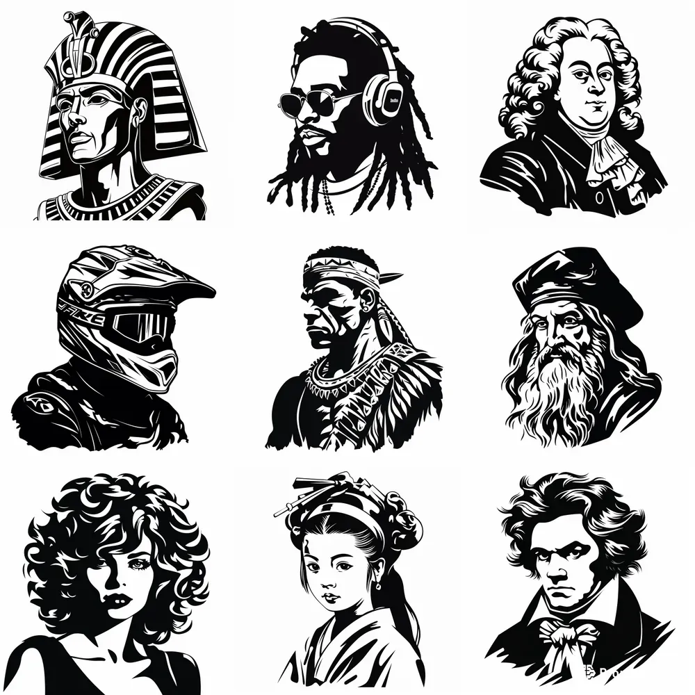 Solid Black Simple Portraits Midjourney Prompt | PromptBase