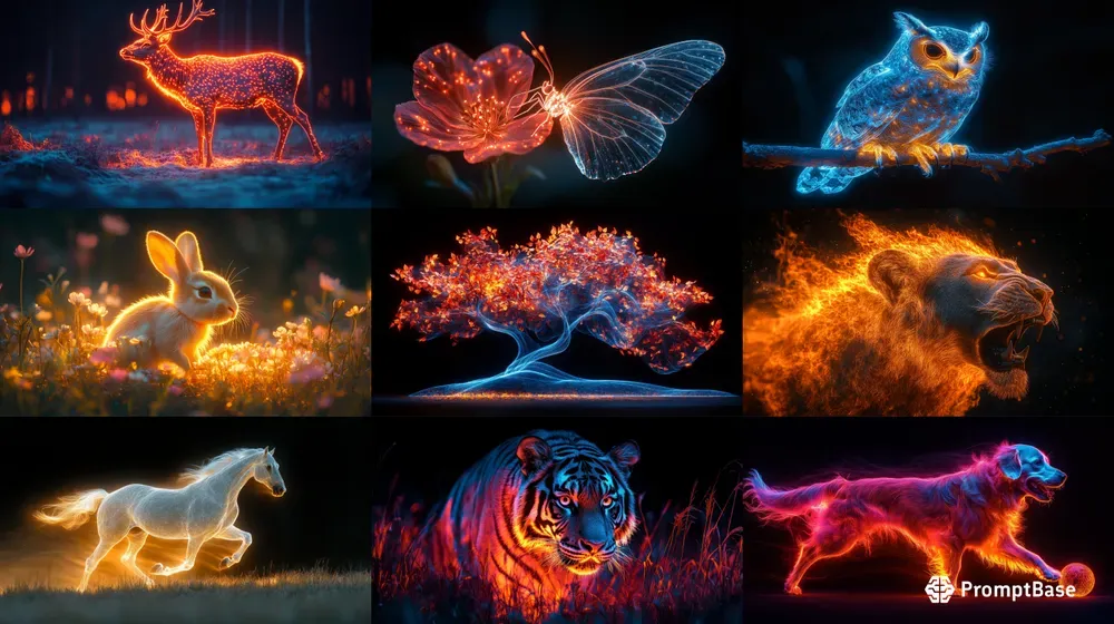 Illuminated Wildlife Vignettes Midjourney Prompt | PromptBase