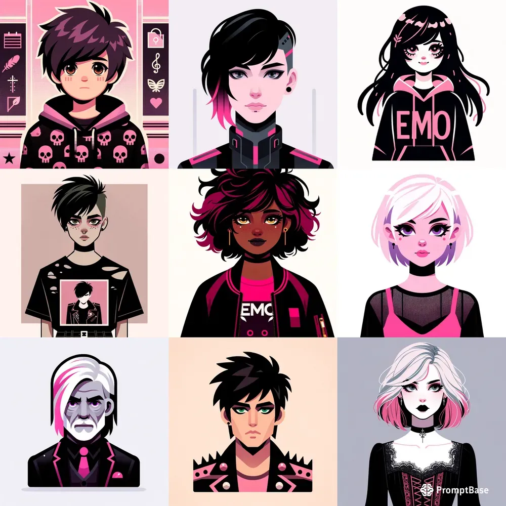 Emo Vibe Vectors DALL·E Prompt | PromptBase