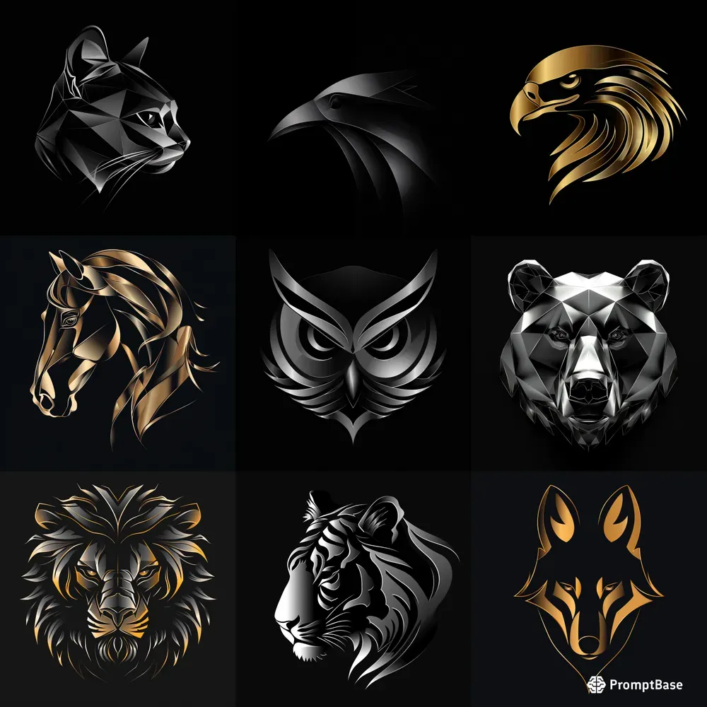 Metallic Animal Logos Midjourney Prompt | PromptBase