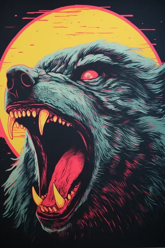 Risograph Surrealism Horror Creatures Midjourney Prompt | PromptBase