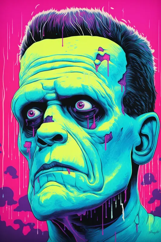 Risograph Surrealism Horror Creatures Midjourney Prompt | PromptBase