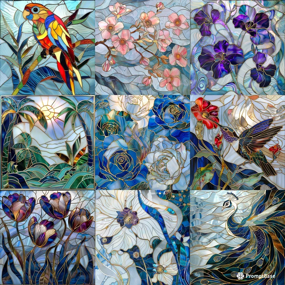 Luxury Stained Glass Patterns Midjourney Prompt | PromptBase