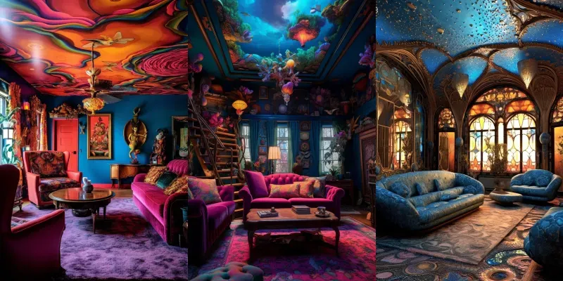 Psychedelic Realism Interior Spaces Midjourney Prompt | PromptBase