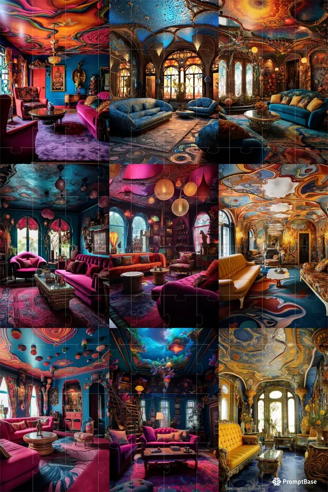 Psychedelic Realism Interior Spaces Midjourney Prompt | PromptBase