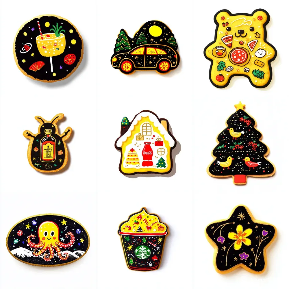 Quirky Designs Of Cookies Icon Stamps Midjourney Prompt | PromptBase