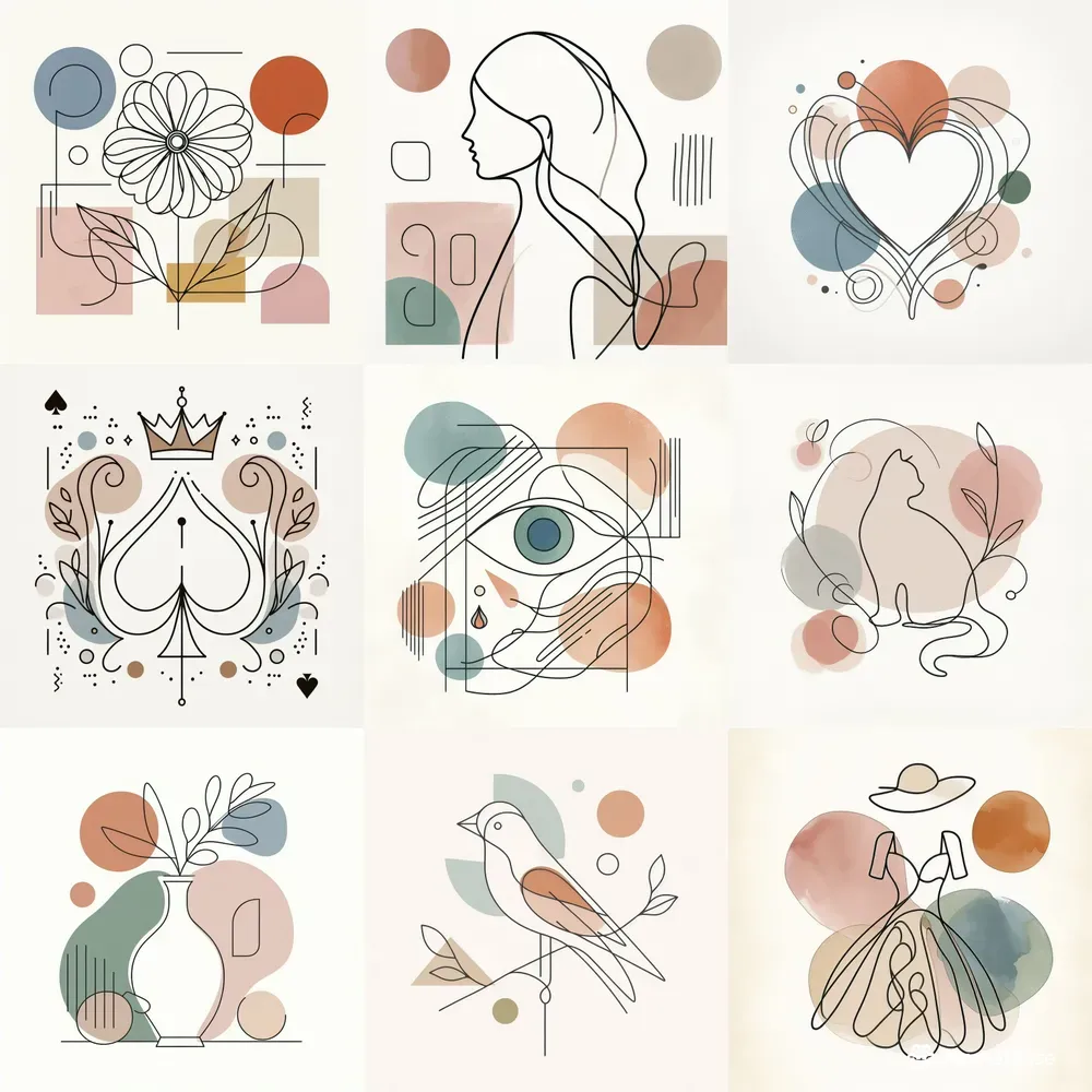 One Line Boho Chic Minimal Designs DALL·E Prompt | PromptBase