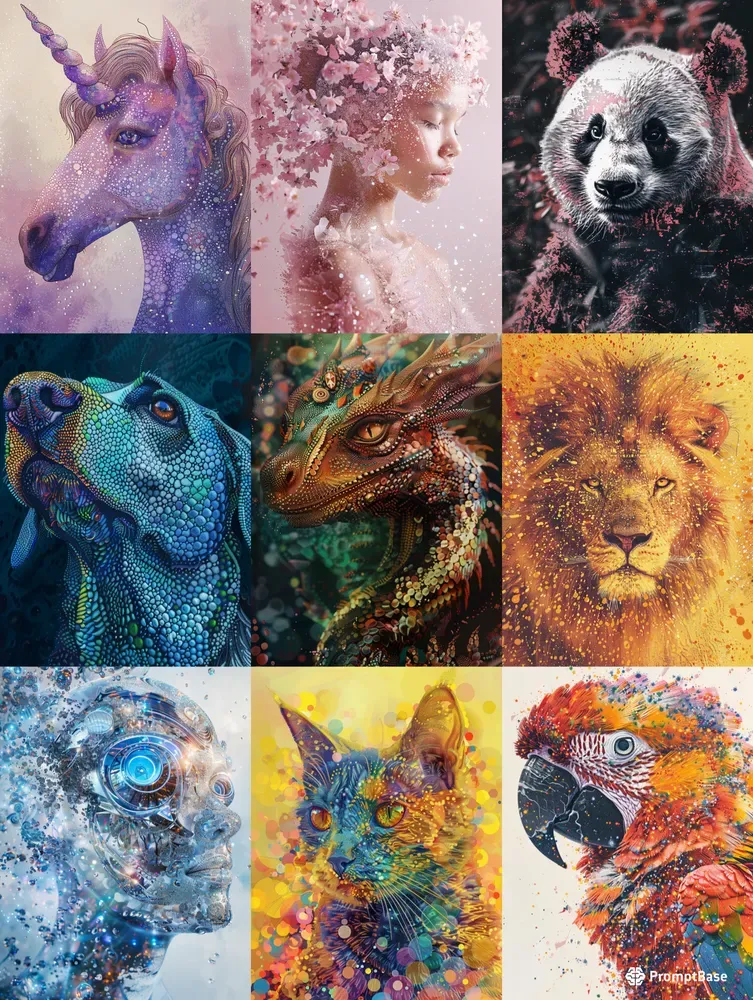 Dotted Fantasy Portraits Midjourney Prompt | PromptBase