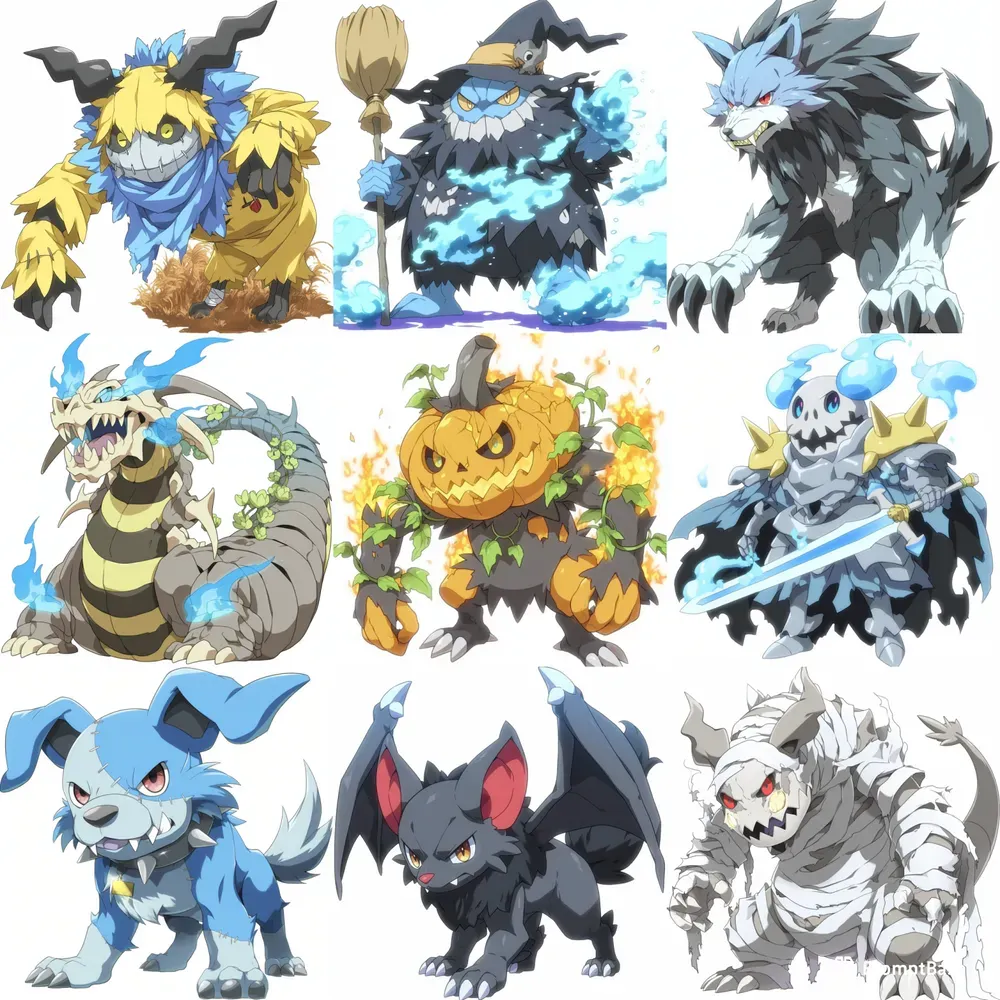 Halloween Fakemon And Pokemon Concepts Midjourney Prompt | PromptBase
