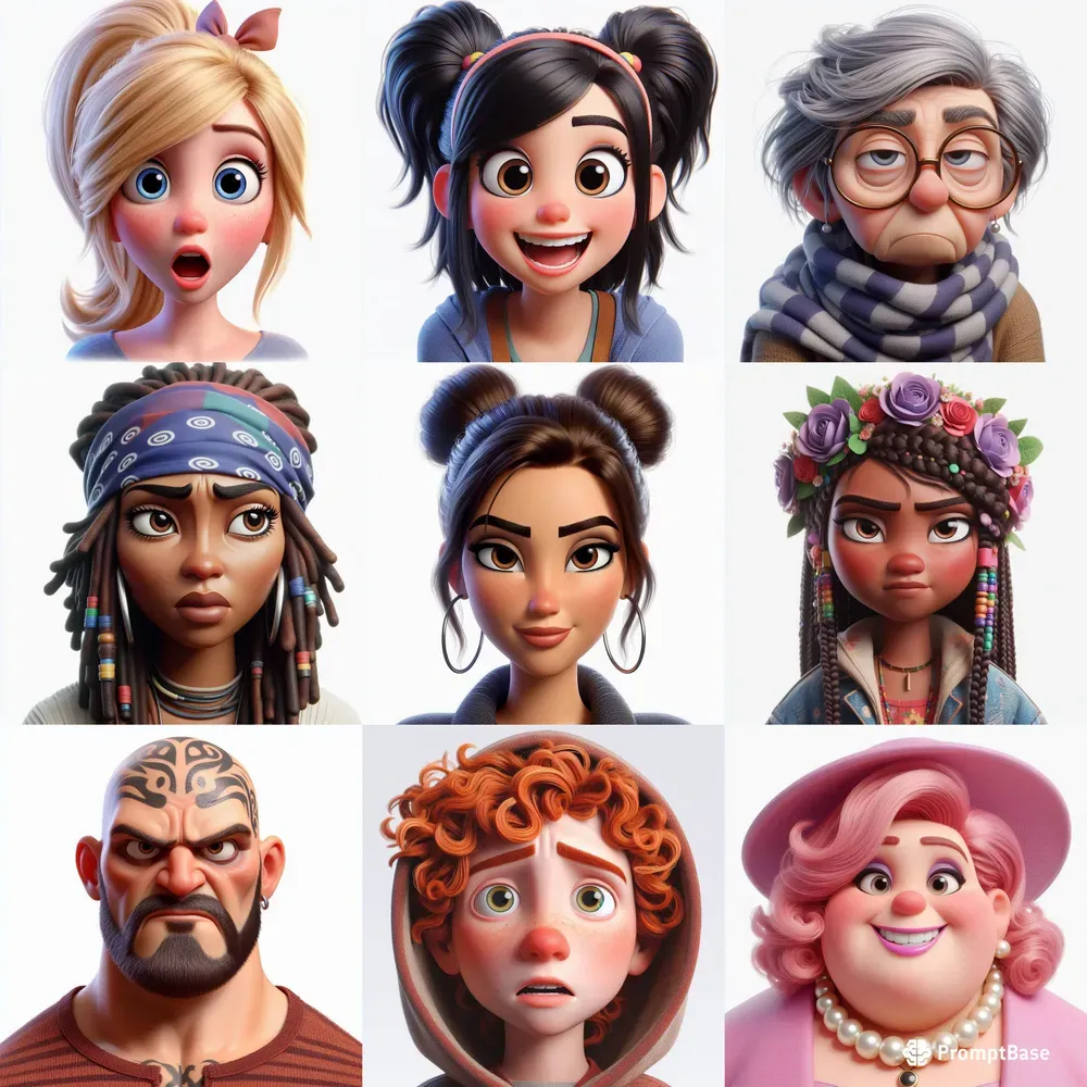 Pixar Toon Face Expressions DALL·E Prompt | PromptBase