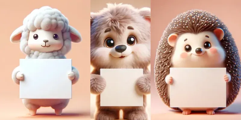 Cheerful Furry Friends With Signs DALL·E Prompt | PromptBase