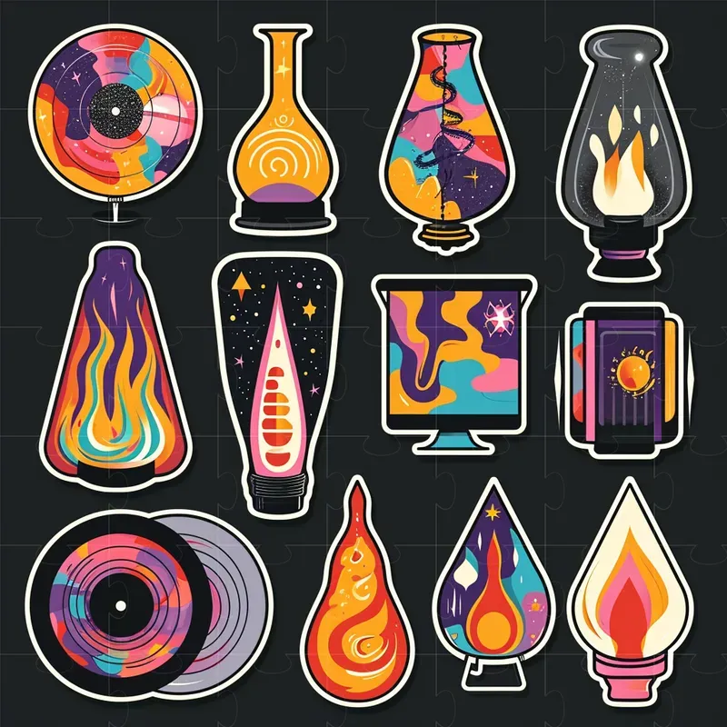 Psychedelic Sticker Sets Midjourney Prompt | PromptBase