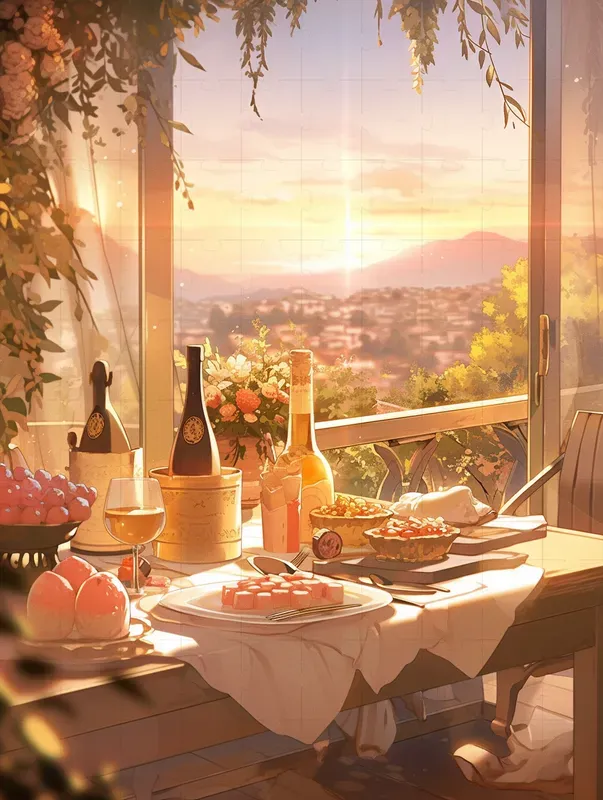 Kawaii Anime Romantic Table Scenes Midjourney Prompt | PromptBase