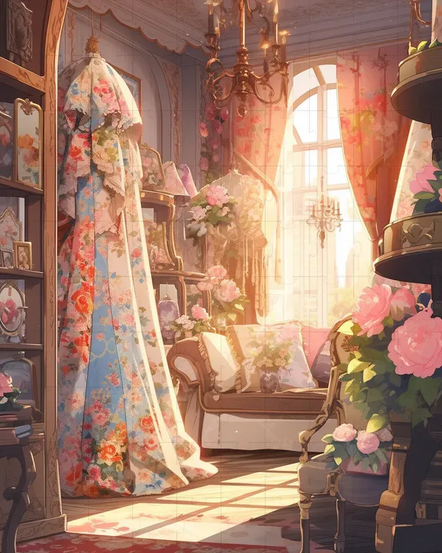 Kawaii Anime Rococo Interior Scenes Midjourney Prompt | PromptBase