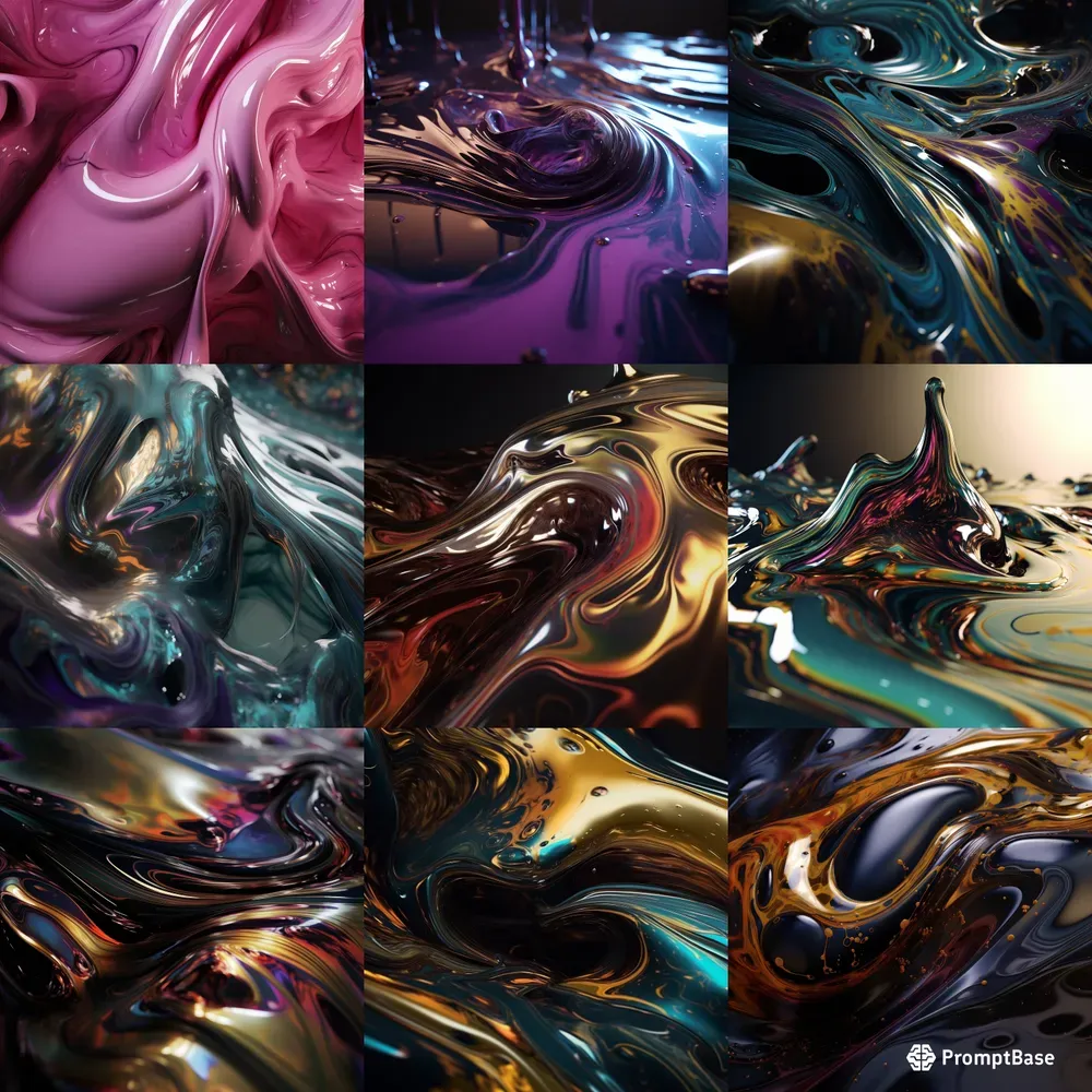 Abstract Metallic Fluid Flow Backgrounds Midjourney Prompt | PromptBase