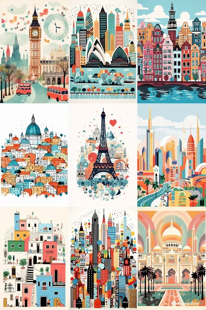 Cute Postcards From Around The World Midjourney Prompt | PromptBase