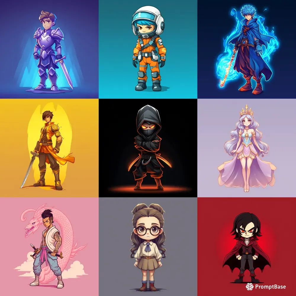 Customizable 2D Anime Game Character Midjourney Prompt | PromptBase