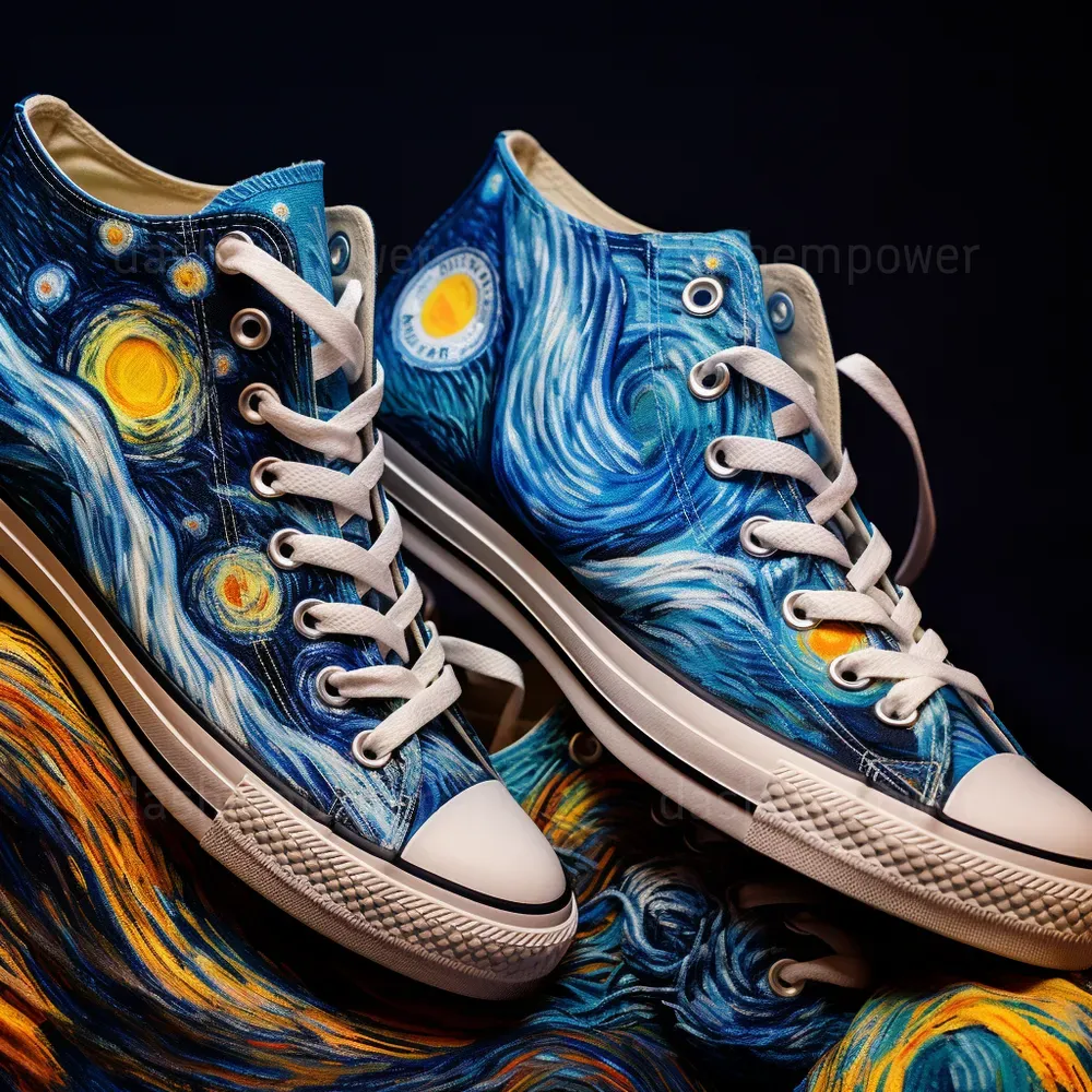 Canvas Shoe Painting Ideas Midjourney Prompt | PromptBase
