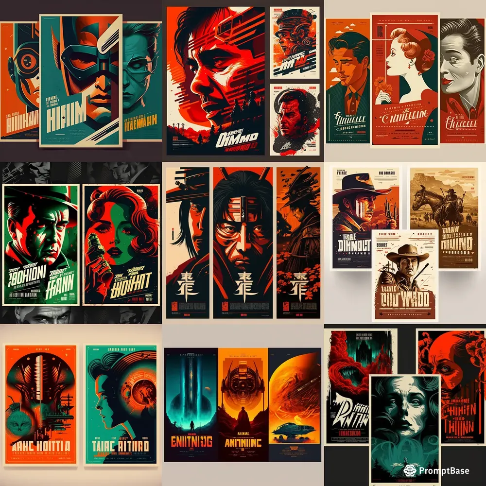 Retro Contrast Movie Posters Midjourney Prompt | PromptBase