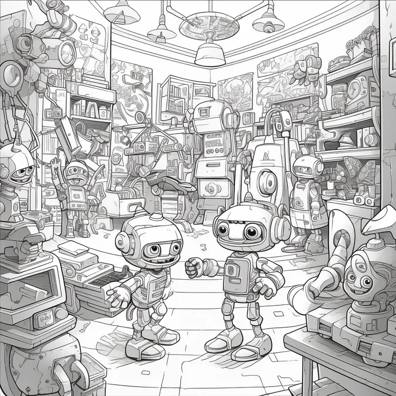 Cartoon Coloring Detailed Scenes Midjourney Prompt | PromptBase