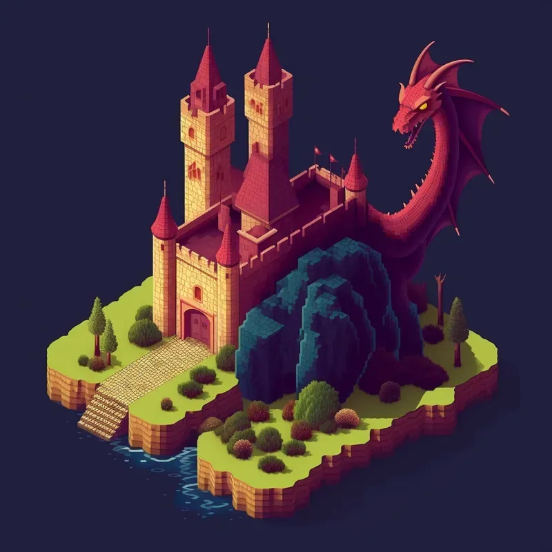 Video Game Isometric Scene Pixel Art Midjourney Prompt | PromptBase